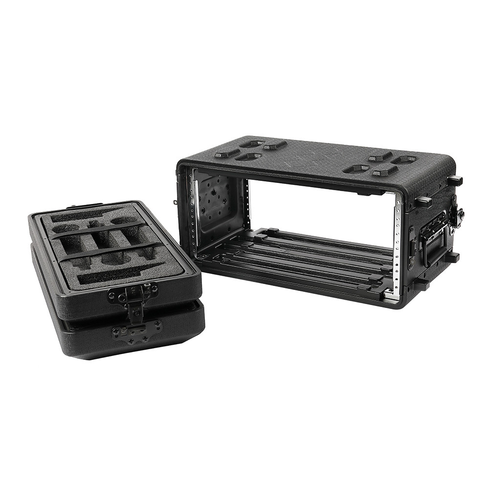 Easy Carry 4U 4 Space Shallow Rack Case Black PE 10" Depth Waterproof